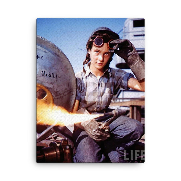 WWII Female Welder Canvas Print – 1943 Bernard Hoffman Iconic Industri ...