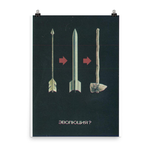 Vintage Soviet Anti-Nuke Evolution Poster Print – 1970s Cold War Propa ...