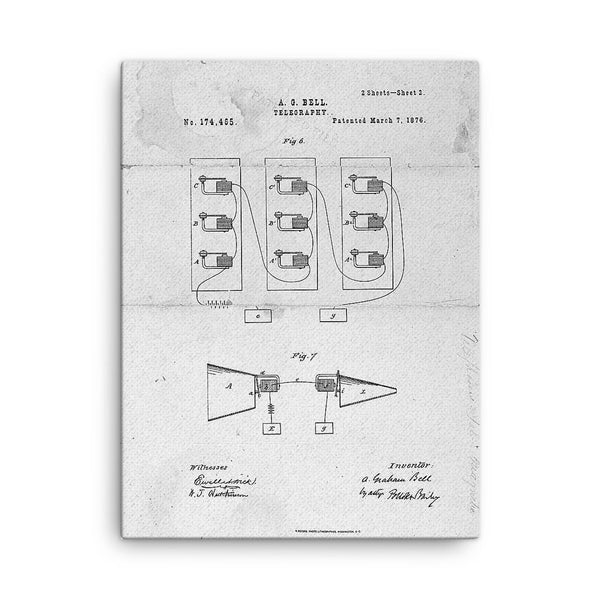 Alexander Graham Bell Telephone Patent Drawing Canvas Print 1876 – His ...