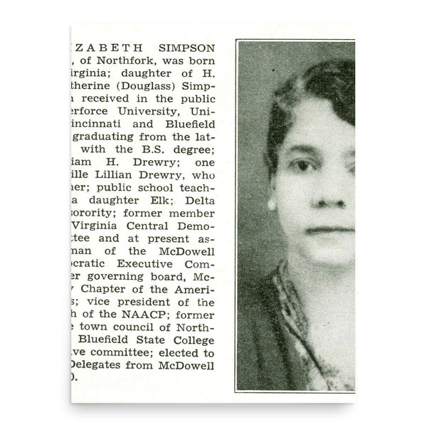 Elizabeth Simpson Drewry Poster Print — Museum-Quality 18"x24" – Noveltees